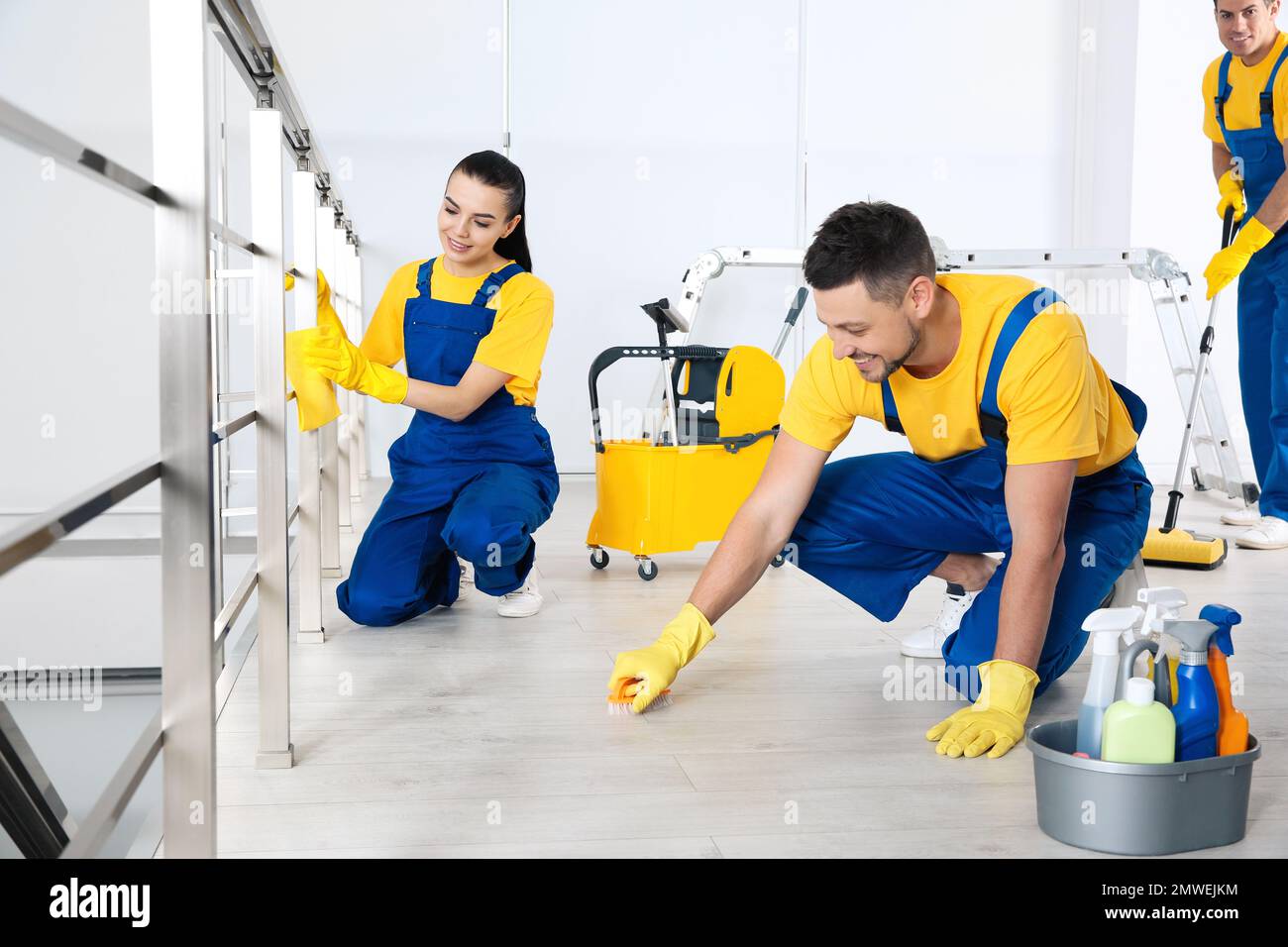 Group janitors cleaning equipment hi-res stock photography and images ...