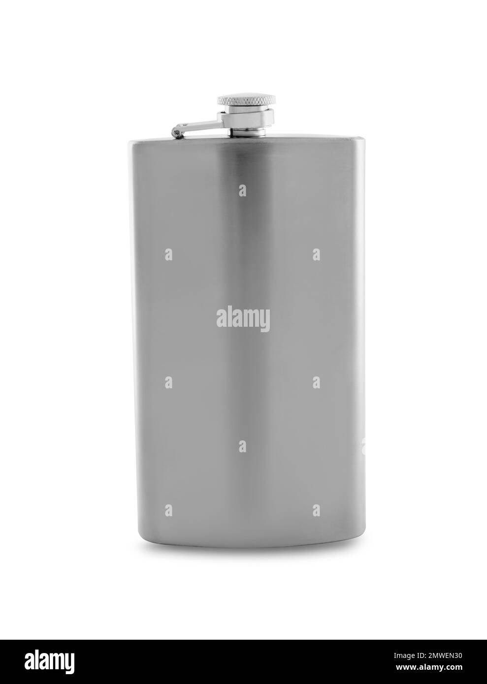 Shiny stainless steel pocket flask isolated on white Stock Photo - Alamy