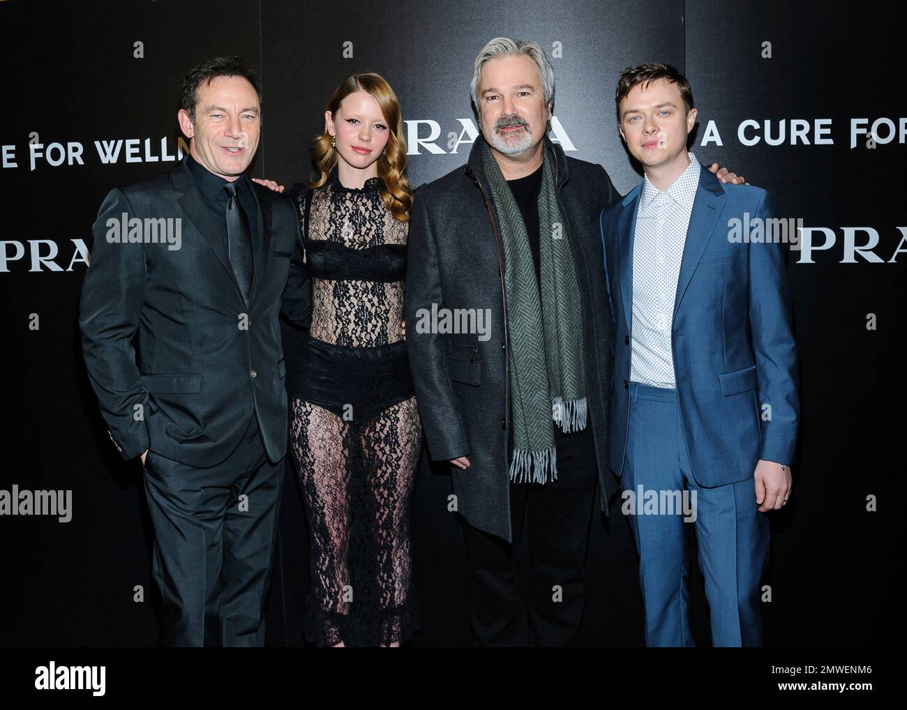 Jason Isaacs, from left, Mia Goth, Gore Verbinski, and Dane DeHaan ...