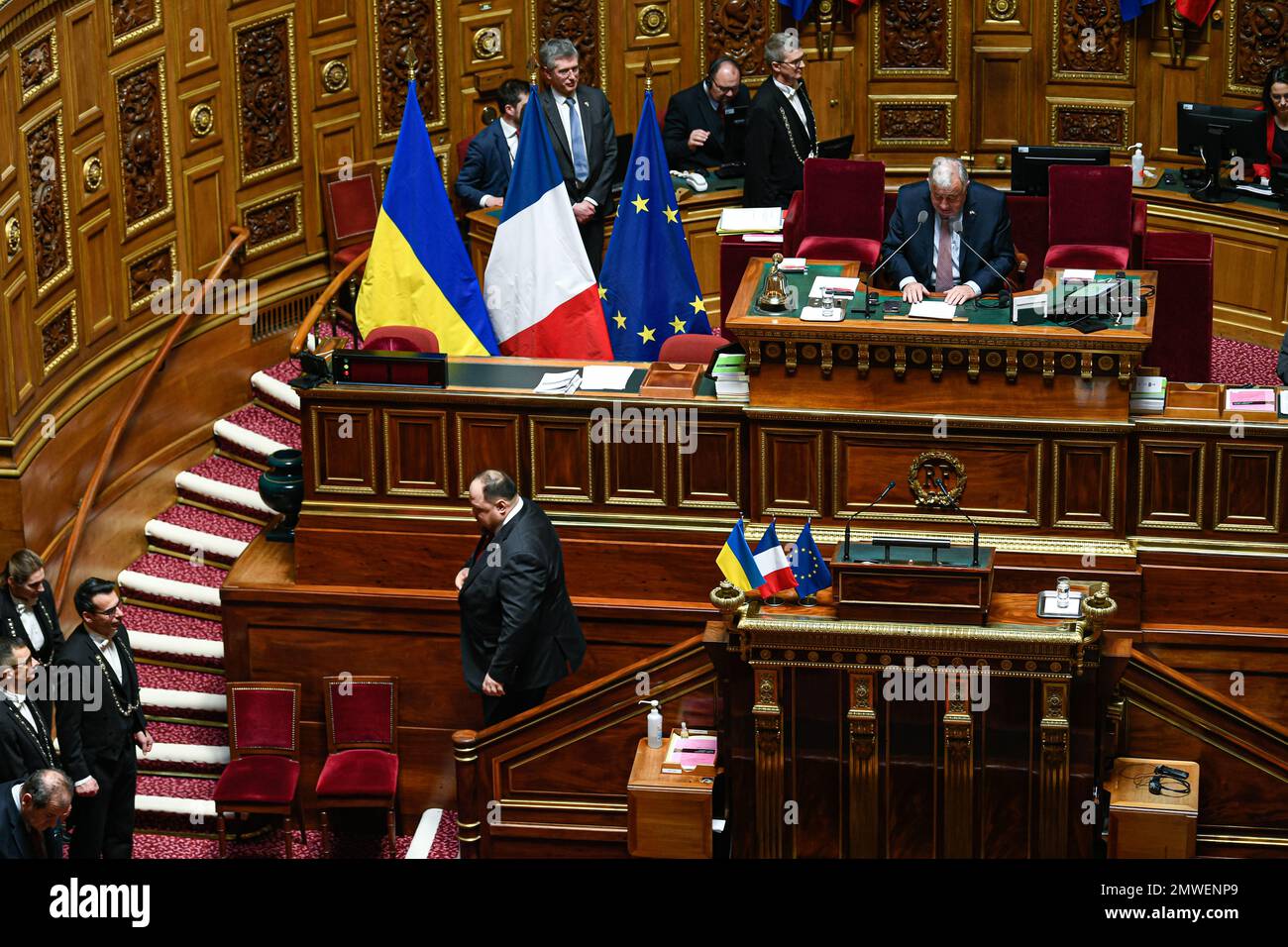 Paris, France on February 1, 2023. Speech by Ruslan Stefantchuk ...