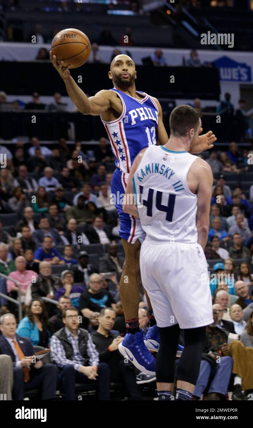 Philadelphia 76ers' Gerald Henderson (12) drives against Charlotte ...