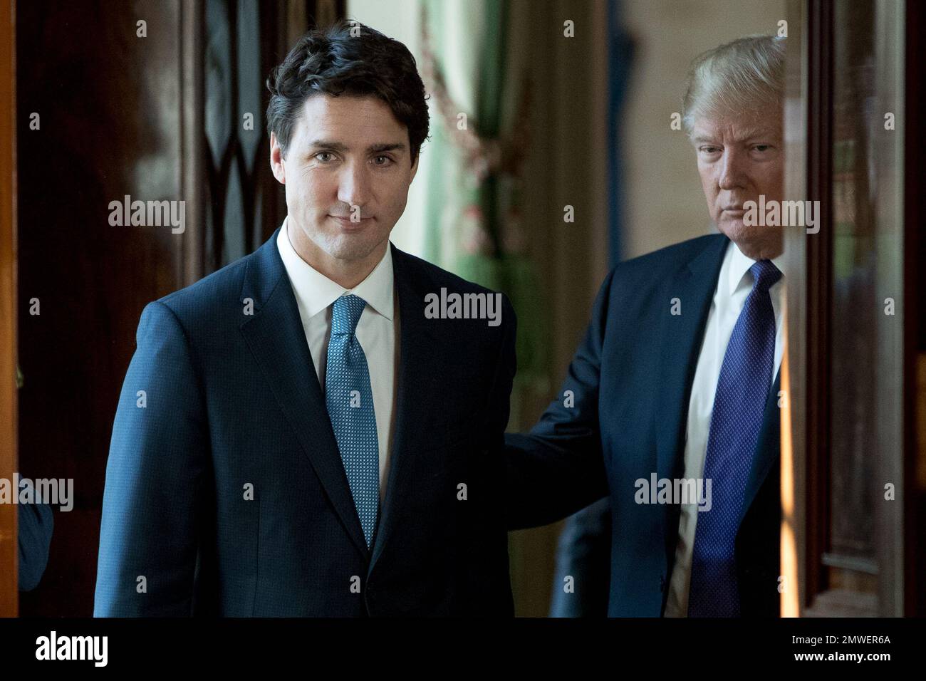 President Donald Trump and Canadian Prime Minister Justin Trudeau, left ...