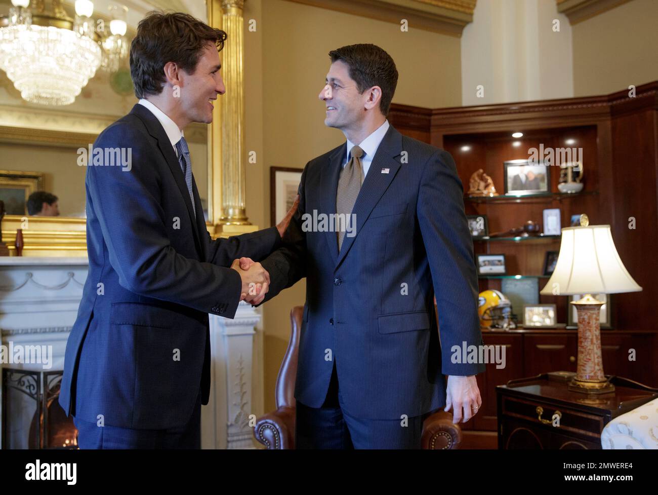 Canadian Prime Minister Justin Trudeau meets with House Speaker Paul ...