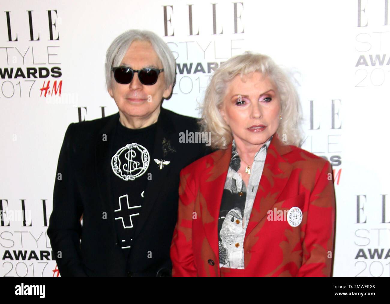 Singer Debbie Harry and guitarist Chris Stein pose for photographers ...
