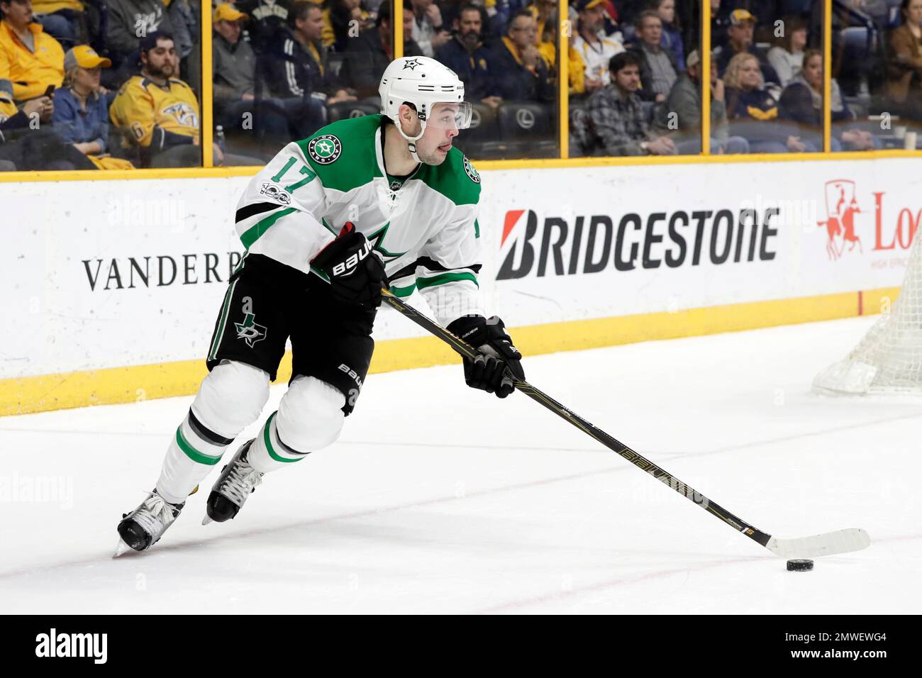 Dallas Stars center Devin Shore plays against the Nashville Predators ...