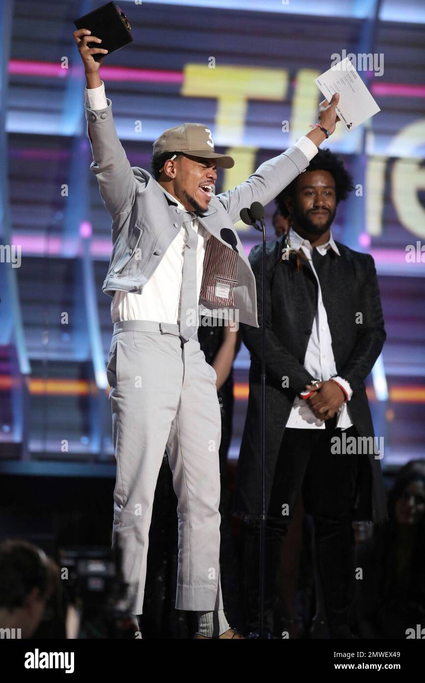Chance The Rapper accepts the award for best rap album for "Coloring ...