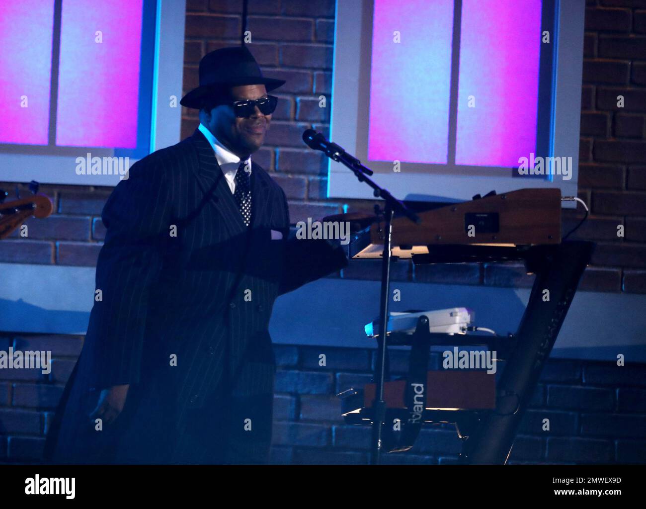 Jimmy Jam performs during a tribute to Prince at the 59th annual Grammy ...