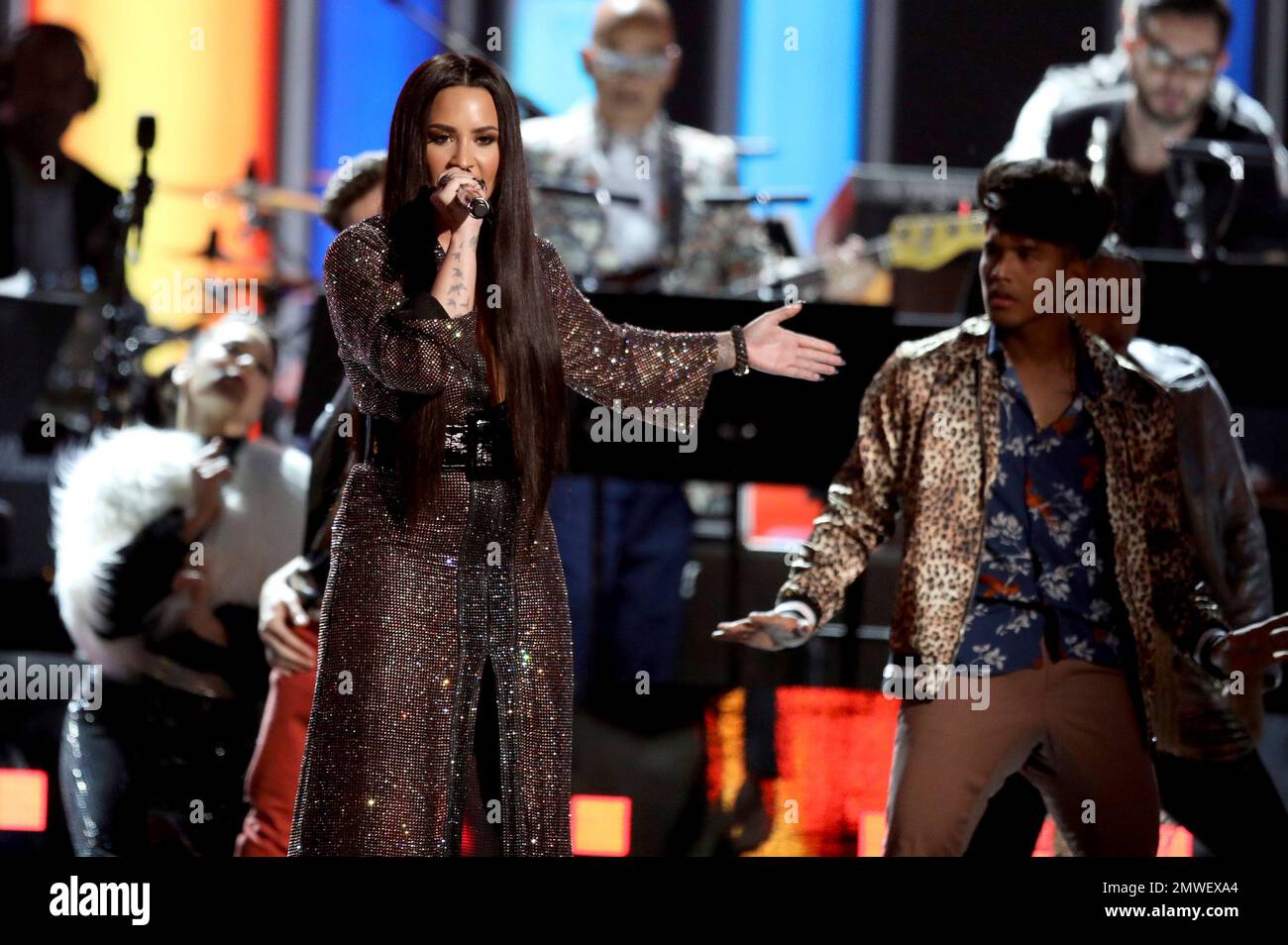Demi Lovato performs a tribute to the Bee Gees at the 59th annual ...