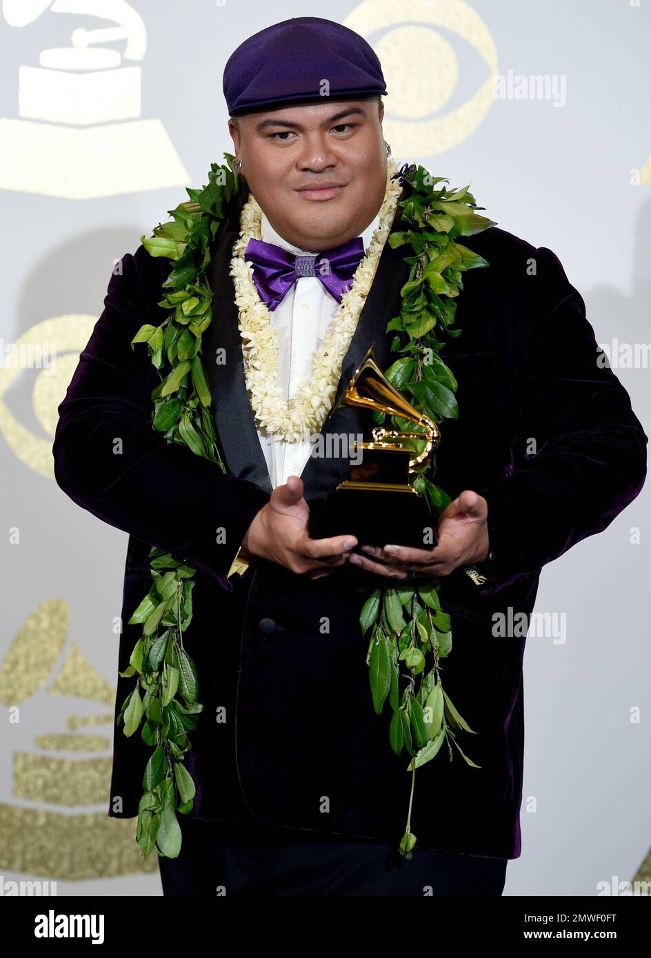 Kalani Pe'a poses in the press room with the award for best regional ...