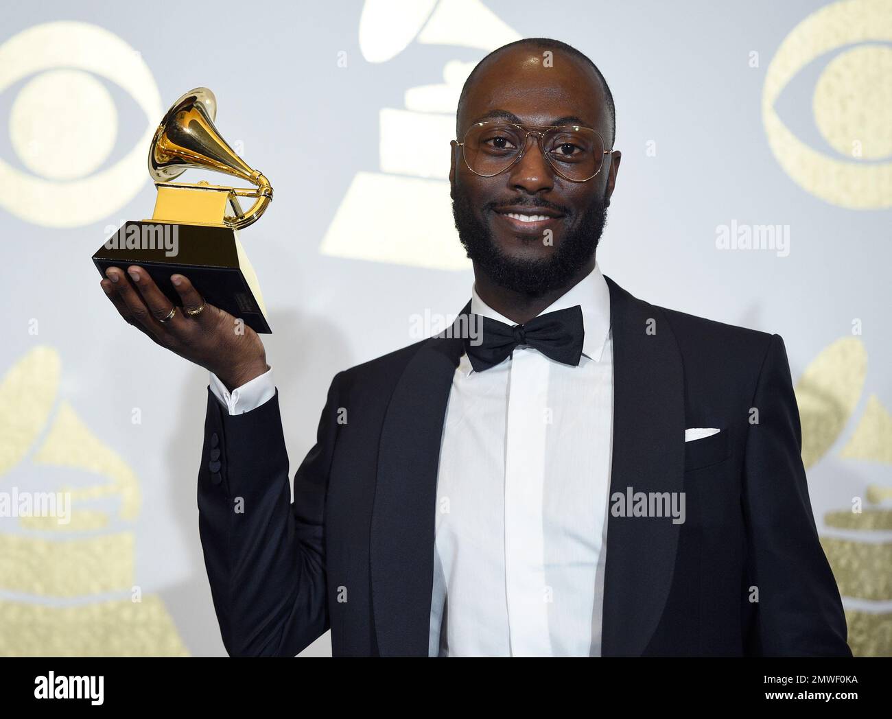 Paul Jefferies poses in the press room with the award for best rap song ...