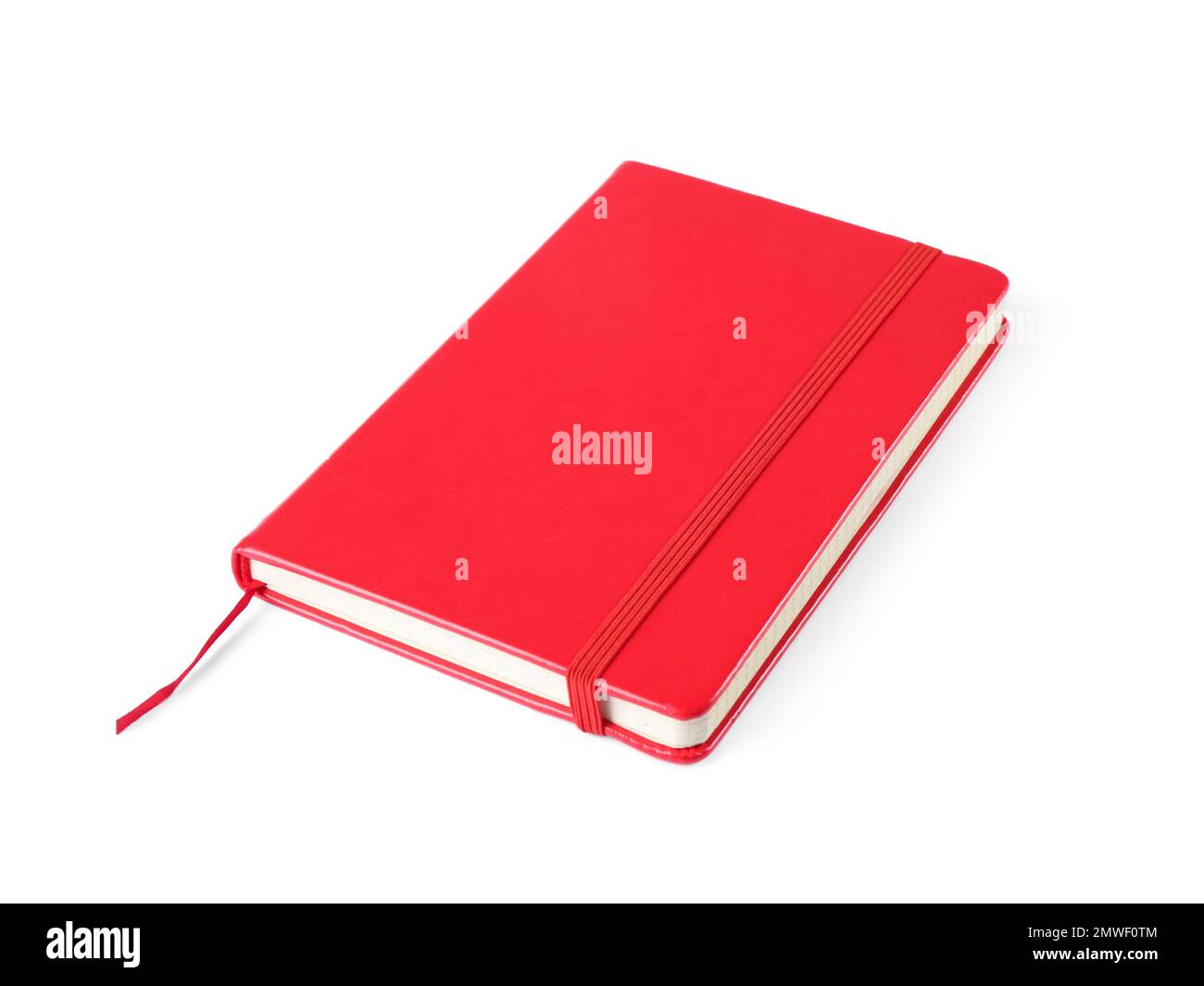 Stylish red leather notebook isolated on white Stock Photo - Alamy