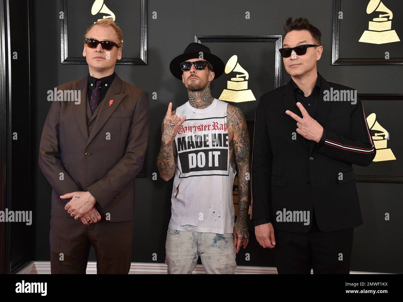 Matt Skiba, from left, Travis Barker, and Mark Hoppus of the musical ...