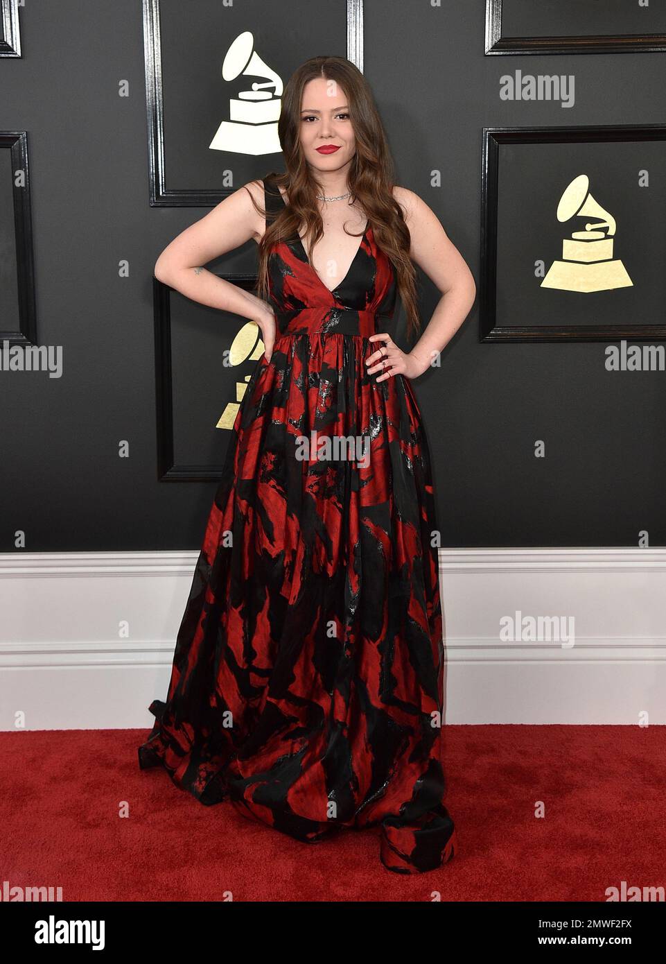 Joy Huerta of Jesse & Joy arrives at the 59th annual Grammy Awards at ...