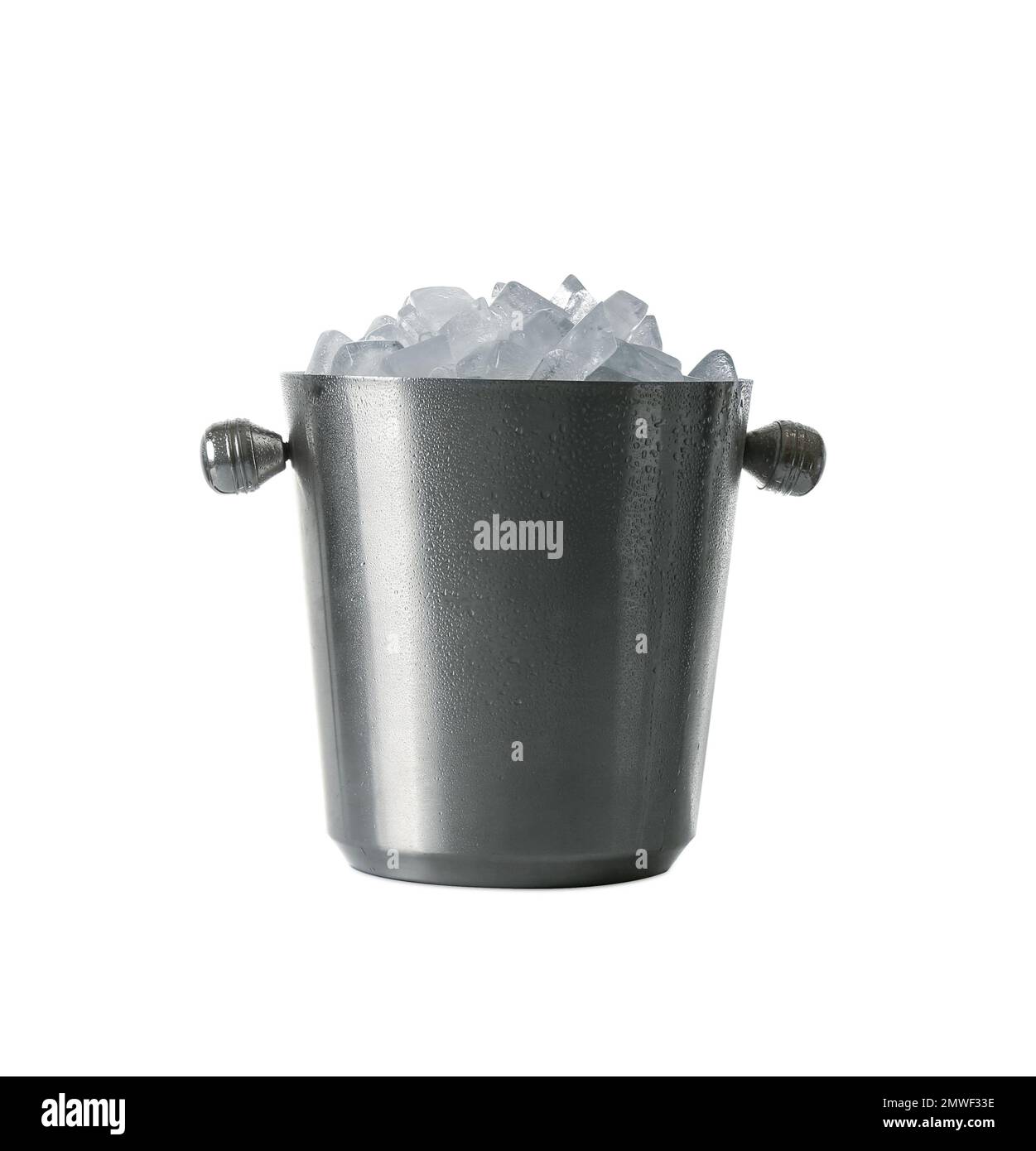 Ice cubes in bucket isolated on white Stock Photo - Alamy
