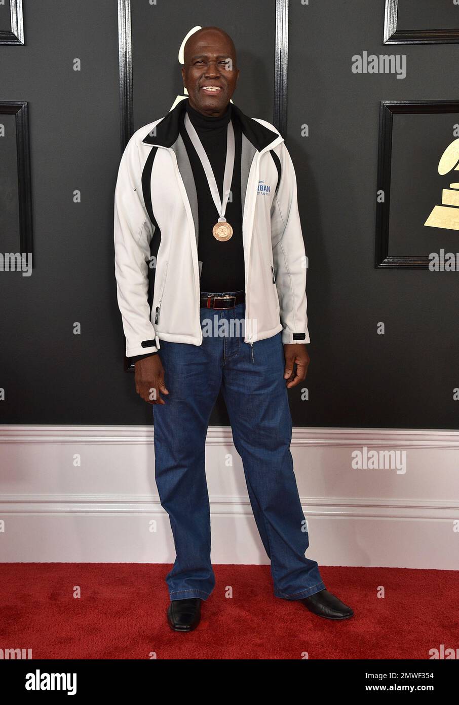 Albert Mazibuko arrives at the 59th annual Grammy Awards at the Staples ...
