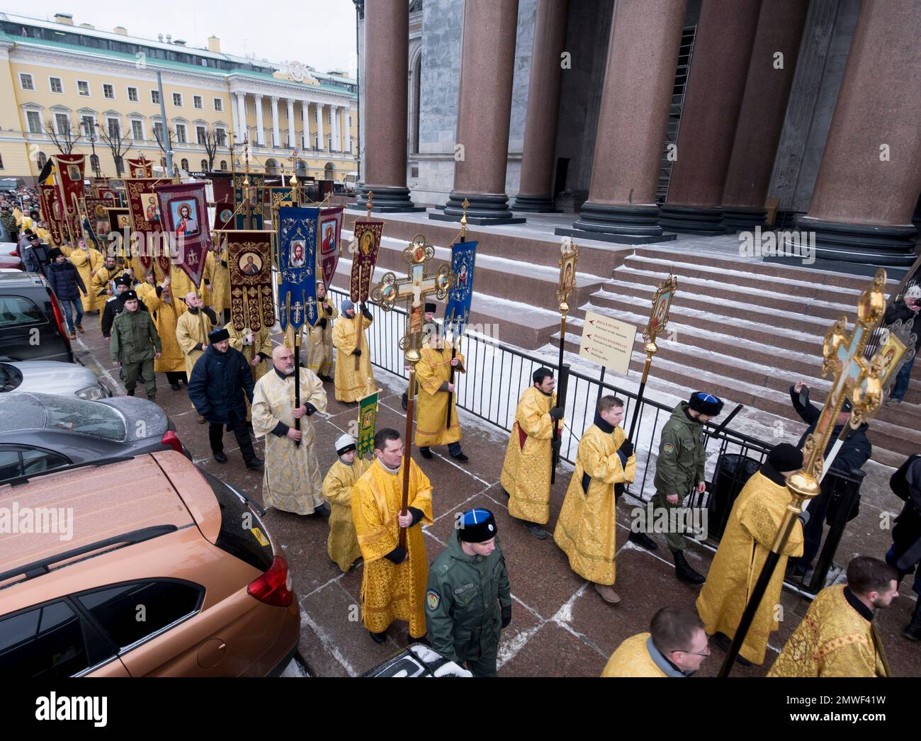 Orthodox priests and believers attend a Cross Walk around the St. Isaac ...