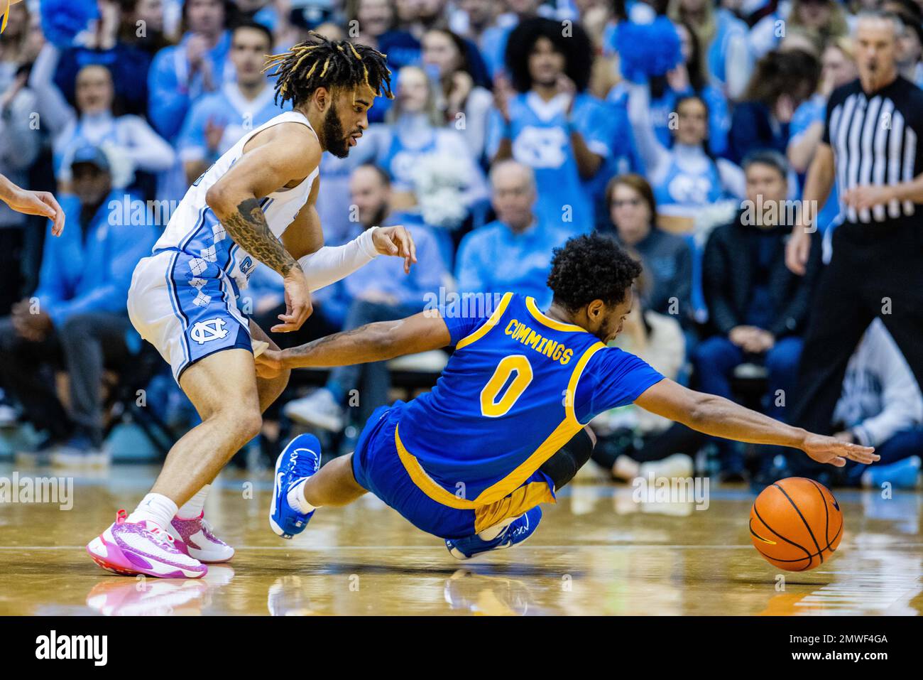 February 1, 2023: Pittsburgh Panthers guard Nelly Cummings (0) falls ...