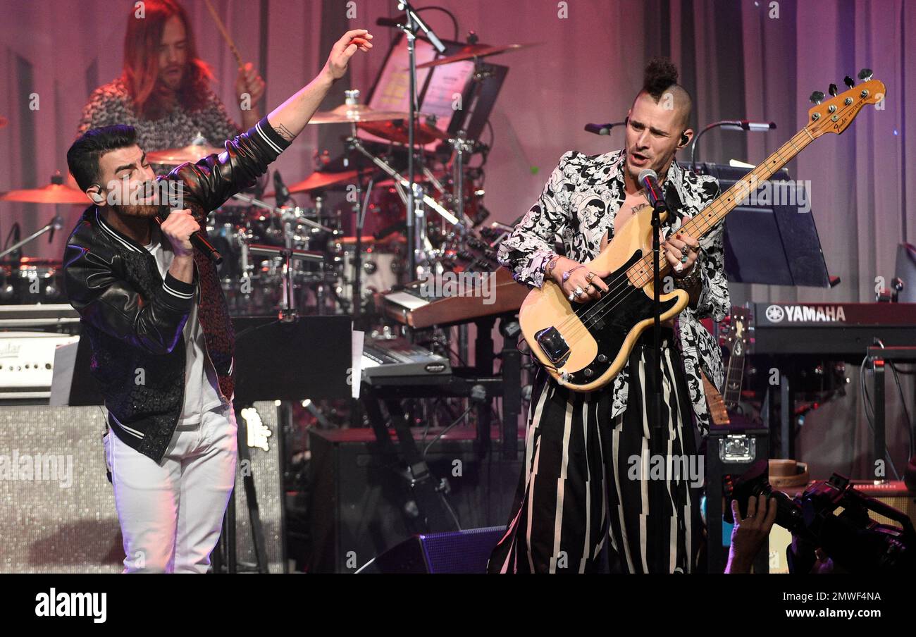 Joe Jonas, left, and Cole Whittle perform at the Clive Davis and The ...