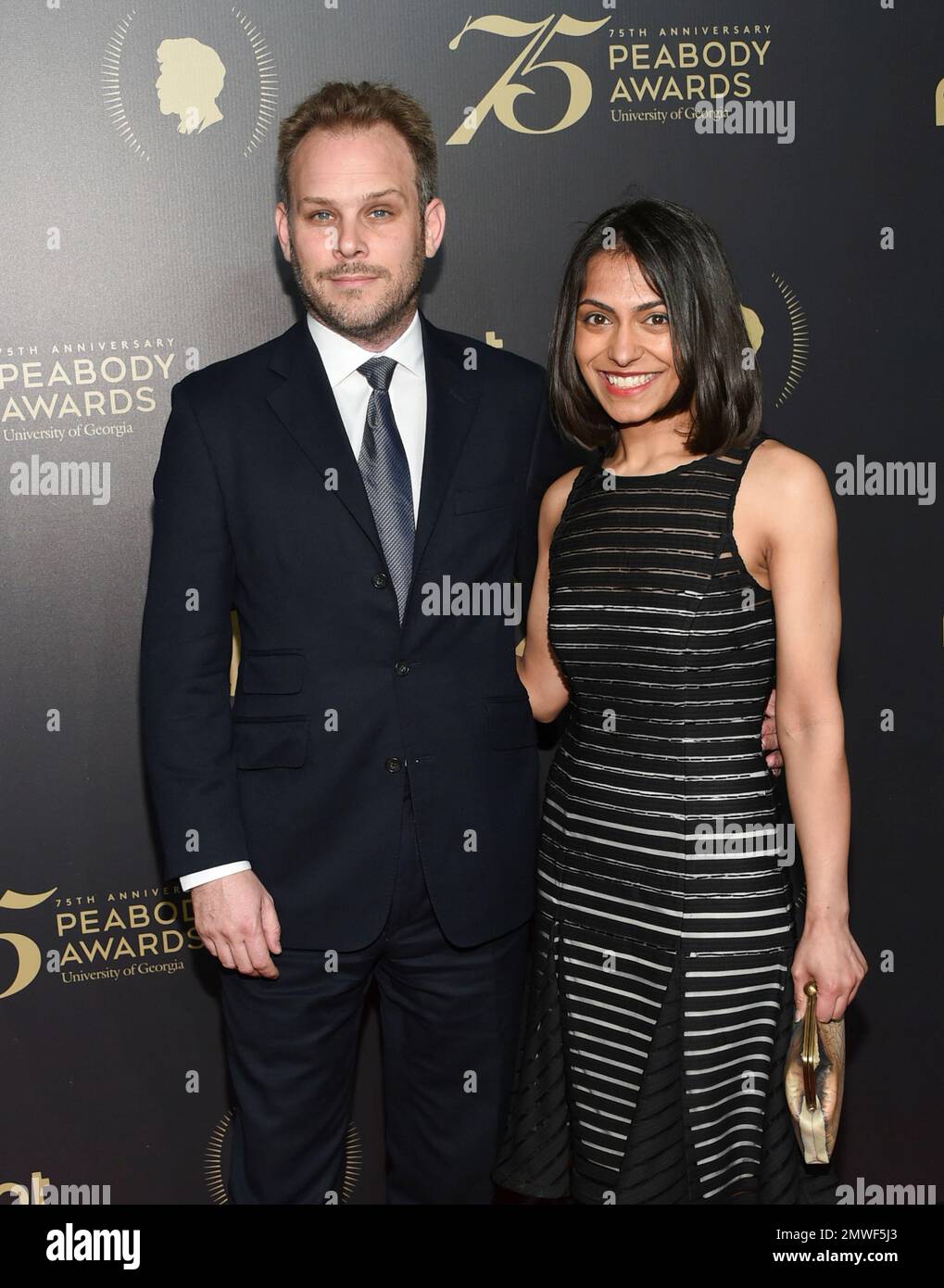 BBC editor Nick Sutton, left, and reporter Manveen Rana attend the 75th ...