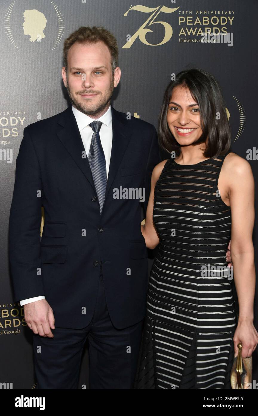 BBC editor Nick Sutton, left, and reporter Manveen Rana attend the 75th ...