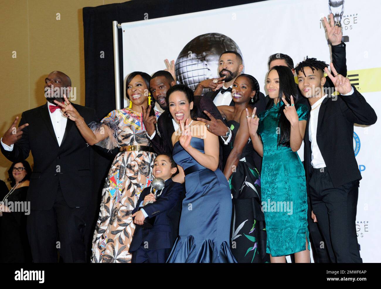 Omar J. Dorsey, from left, Tina Lifford, Ethan Hutchison, Kofi Siriboe ...