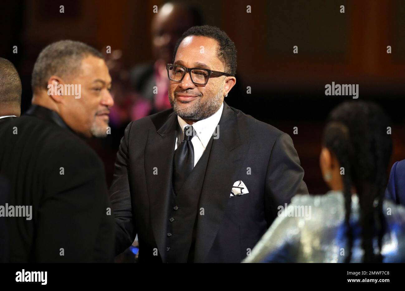 Lawrence Fishburne, left, and Kenya Barris attend the 48th annual NAACP ...