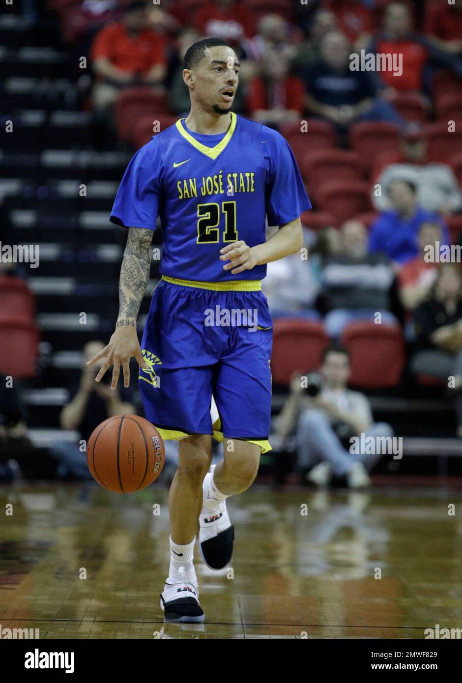 San Jose State's Jalen James plays against UNLV during the first half ...