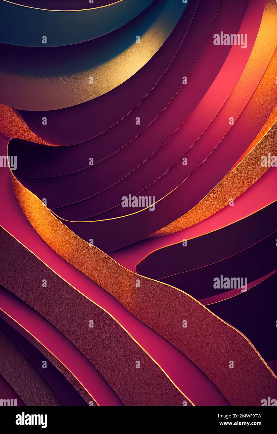 Gold and magenta wavy shapes abstract background. Decorative vertical ...