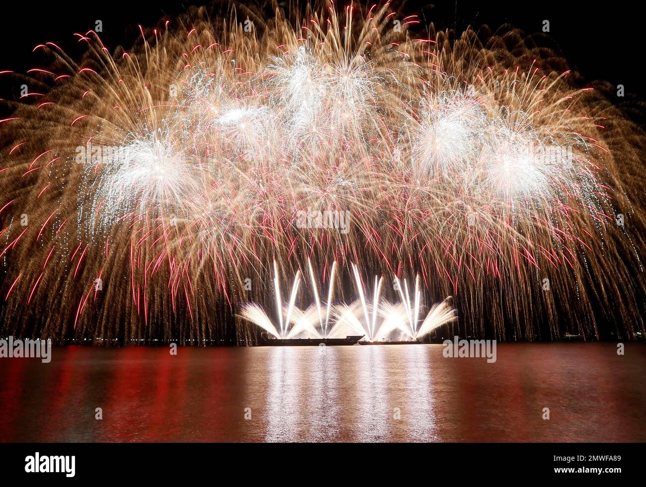Fireworks from France's Pyragic Vieux D'Artifice light up the sky at ...