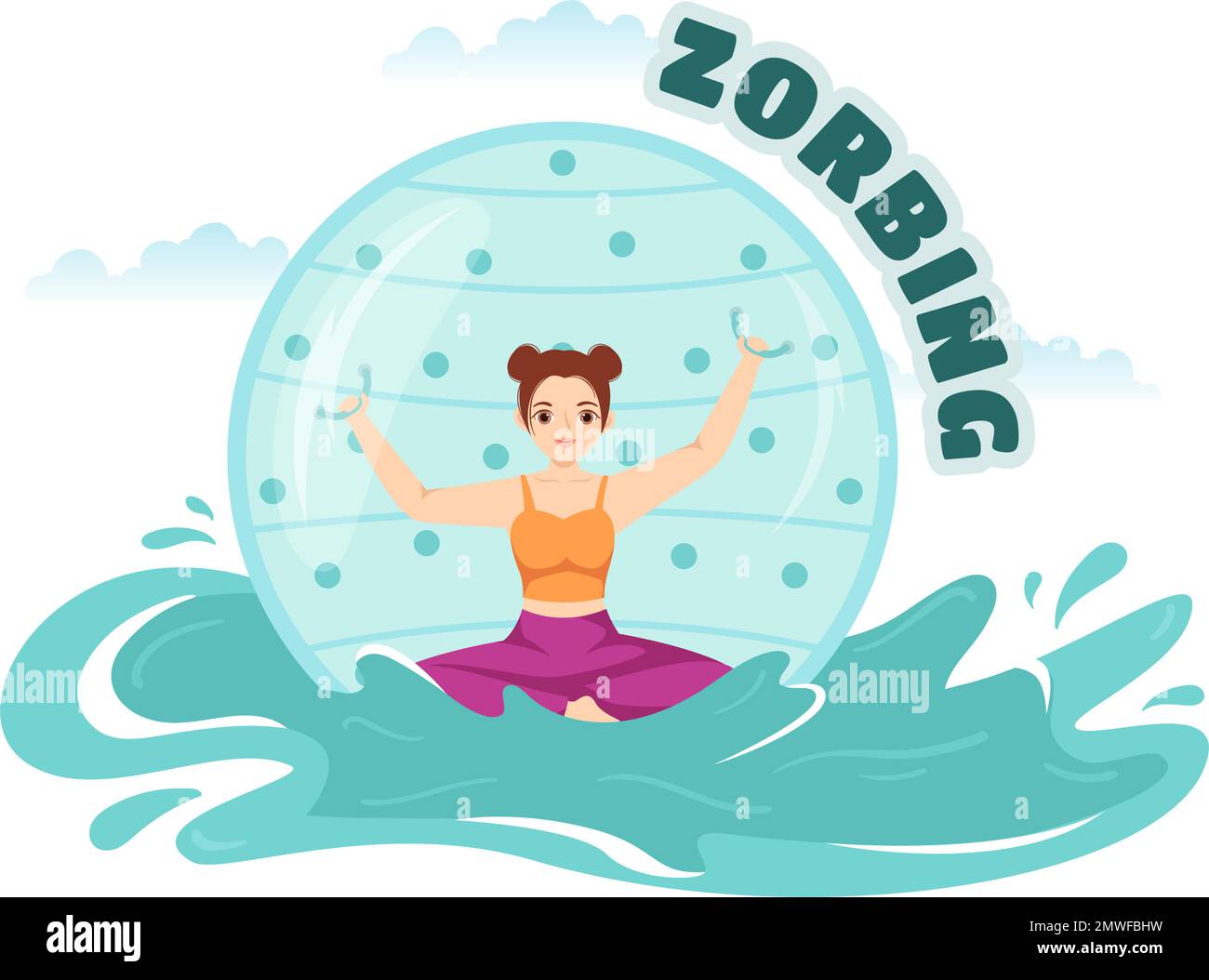 Zorbing Illustration with People Playing Bubble Bump on Green Field or ...