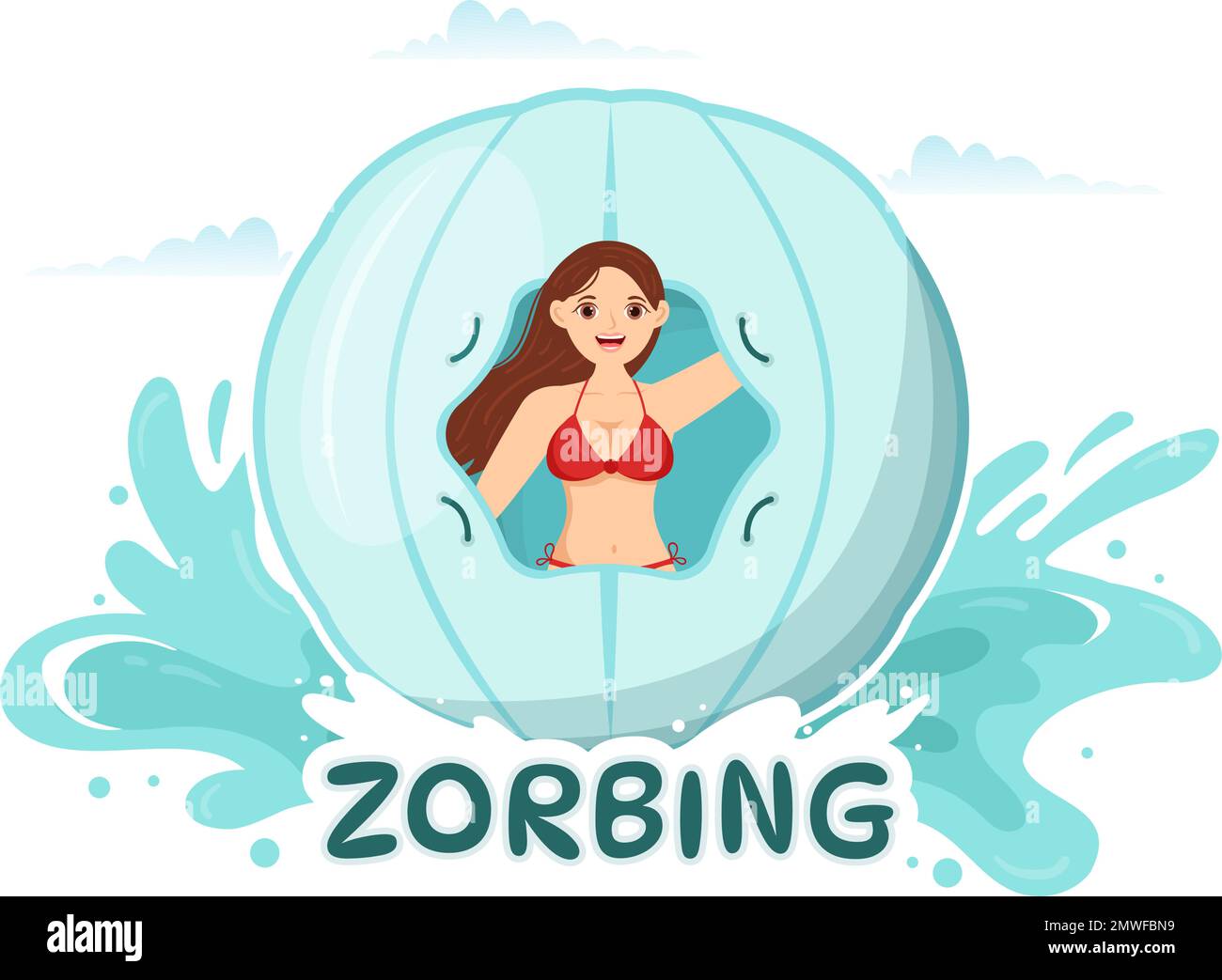 Zorbing Illustration with People Playing Bubble Bump on Green Field or ...