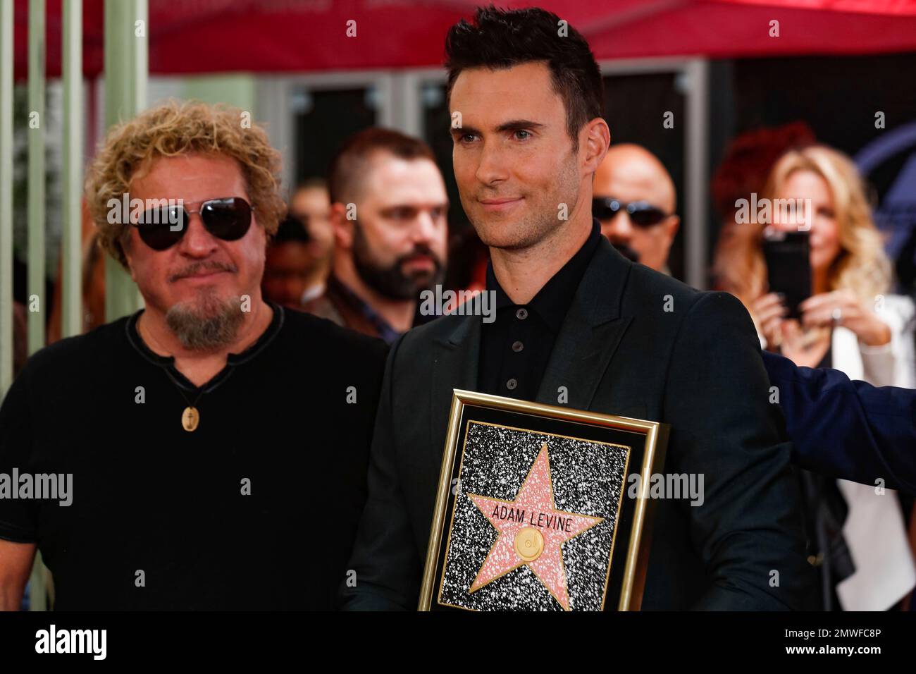 Sammy Hagar, left, and Adam Levine pose at the ceremony that Honored ...