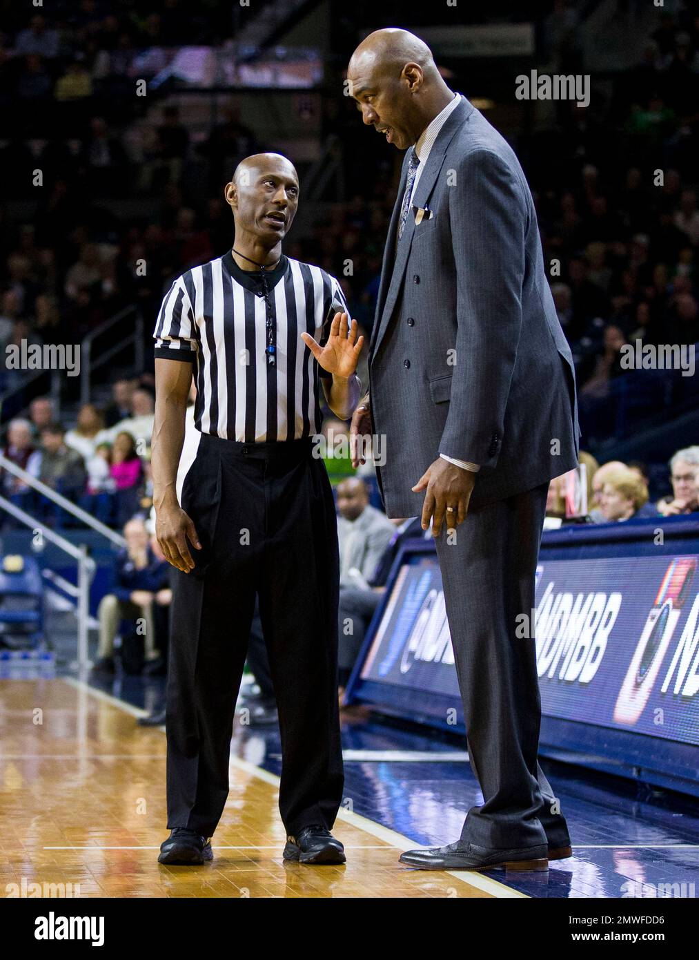 Wake Forest head coach Danny Manning speaks to an official during the ...