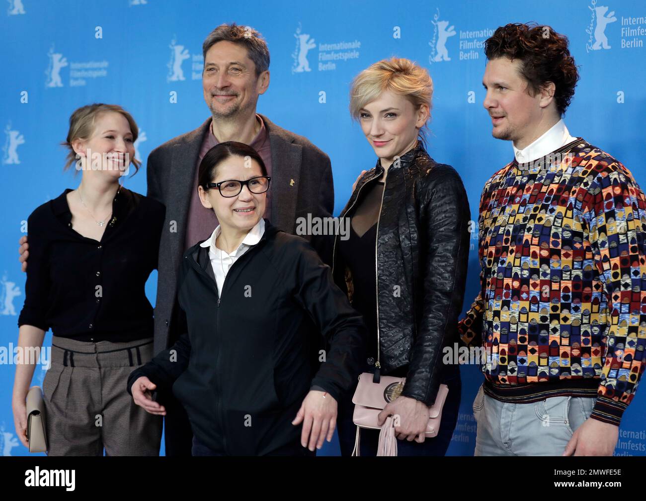 Director Ildiko Enyedi, front, and from left the actors Reka Tenki ...