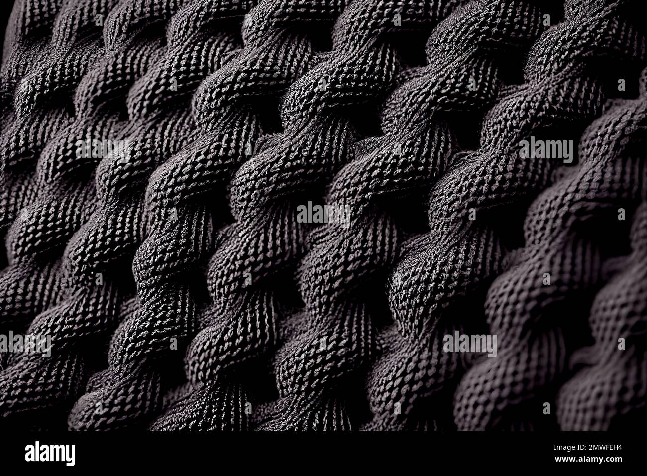 Black knitted fabric surface abstract background. Decorative knitwear ...