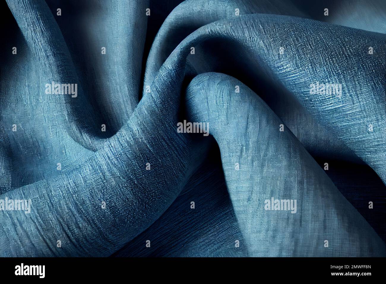 Blue linen fabric surface abstract background. Decorative cloth texture ...