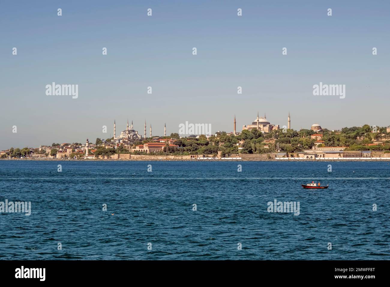 The skyline of the buildings in the coastal area of Istanbul captured ...