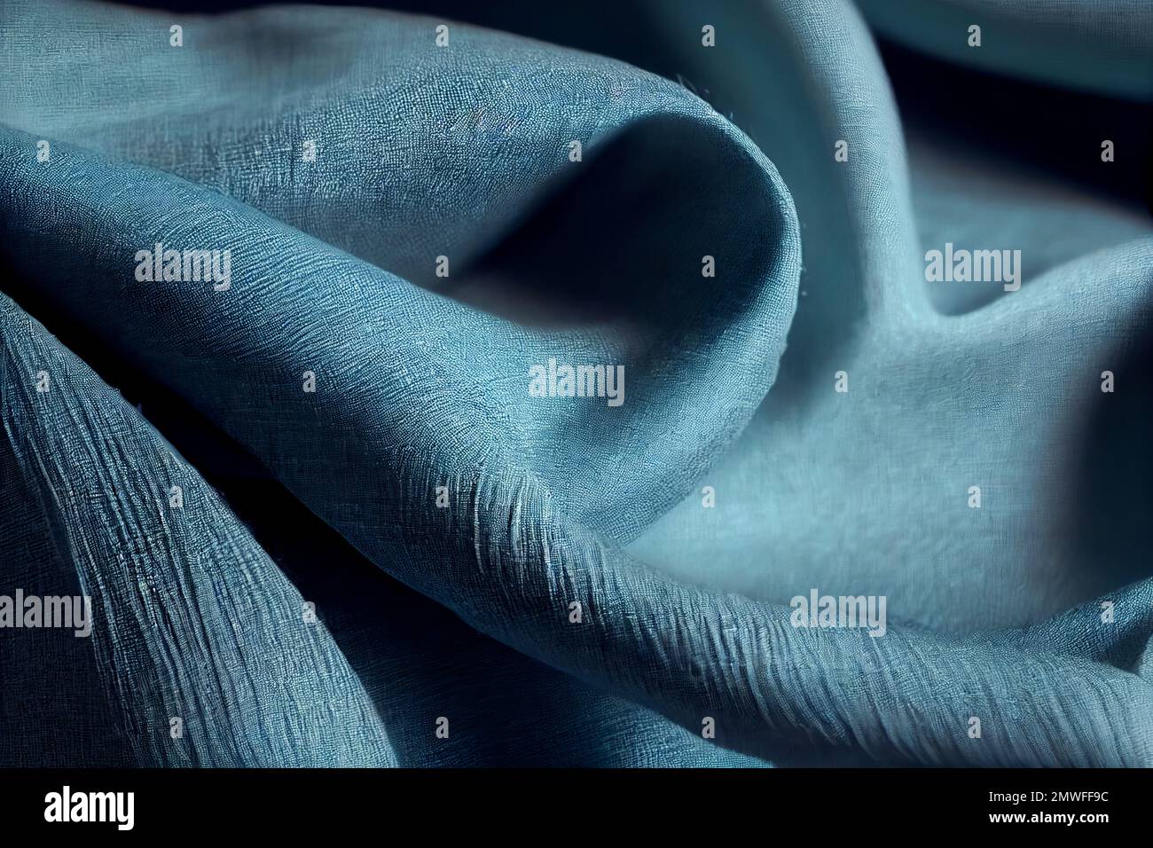 Blue linen fabric surface abstract background. Decorative cloth texture ...