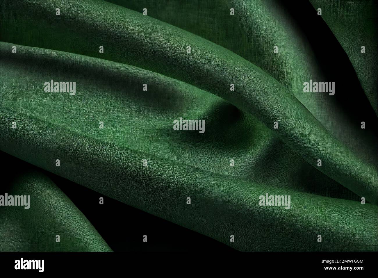 Green linen fabric surface abstract background. Decorative cloth ...