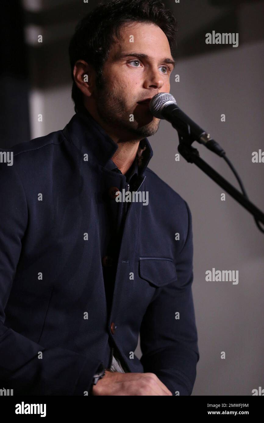 Artist Chuck Wicks speaks at a press conference before the "1 Night. 1 ...
