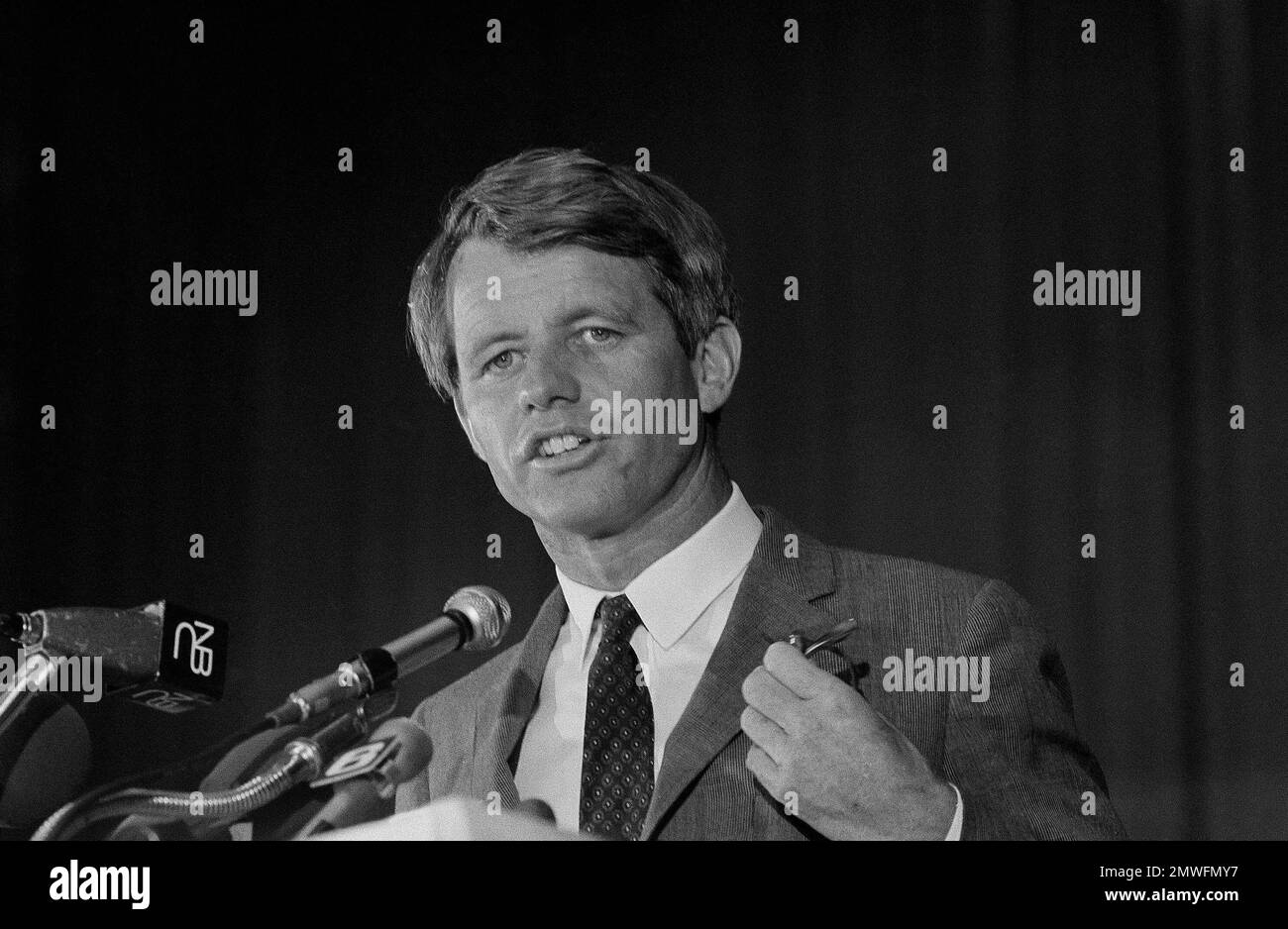 FILE - In this May 9, 1968 file photo, Sen. Robert F. Kennedy speaks to ...