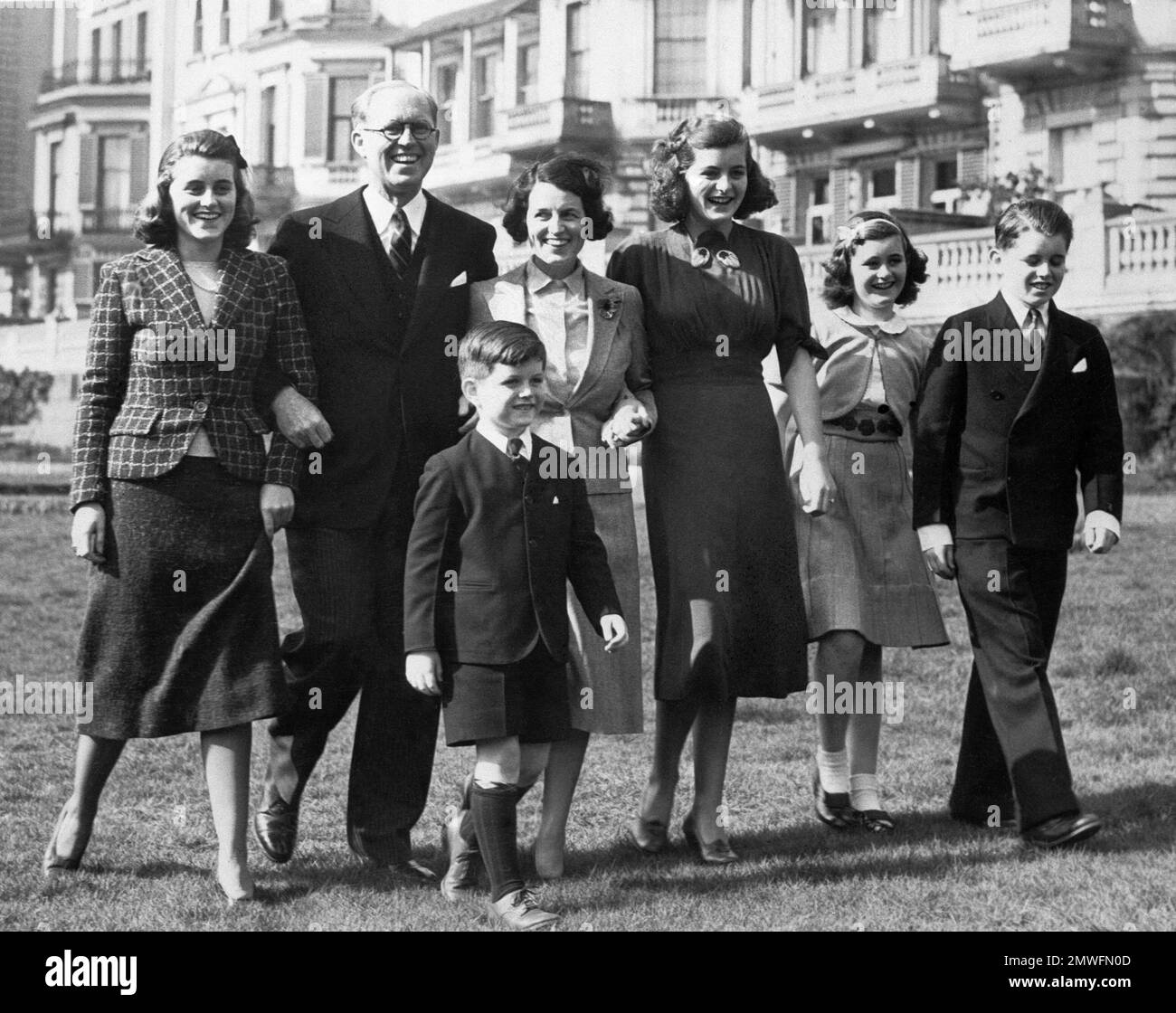 FILE- In this March 16, 1938 file photo, Joseph P. Kennedy, second from ...