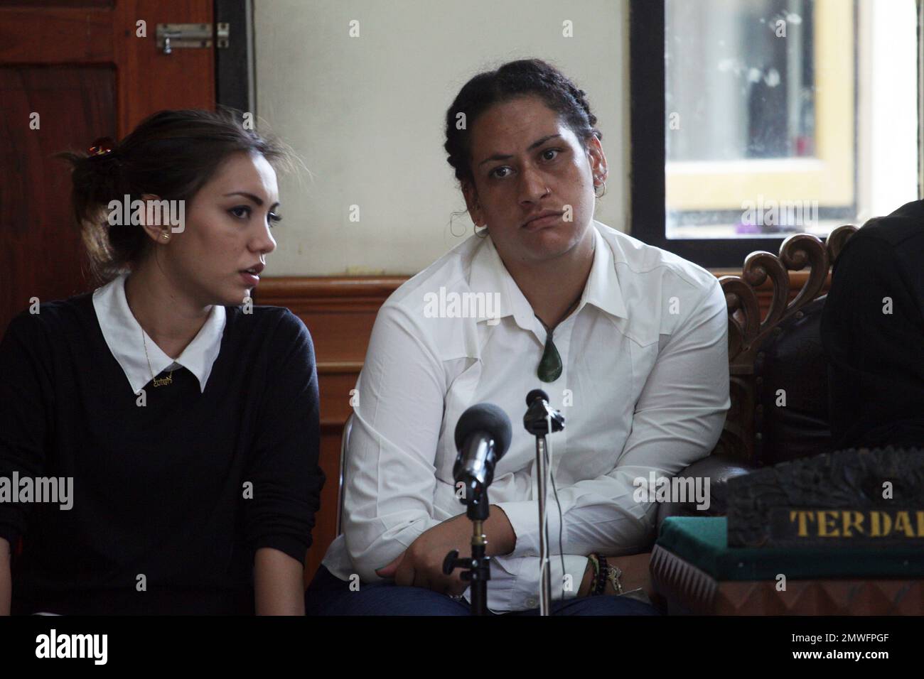 New Zealand Myra Lynne Williams, right, listens to an Indonesian ...