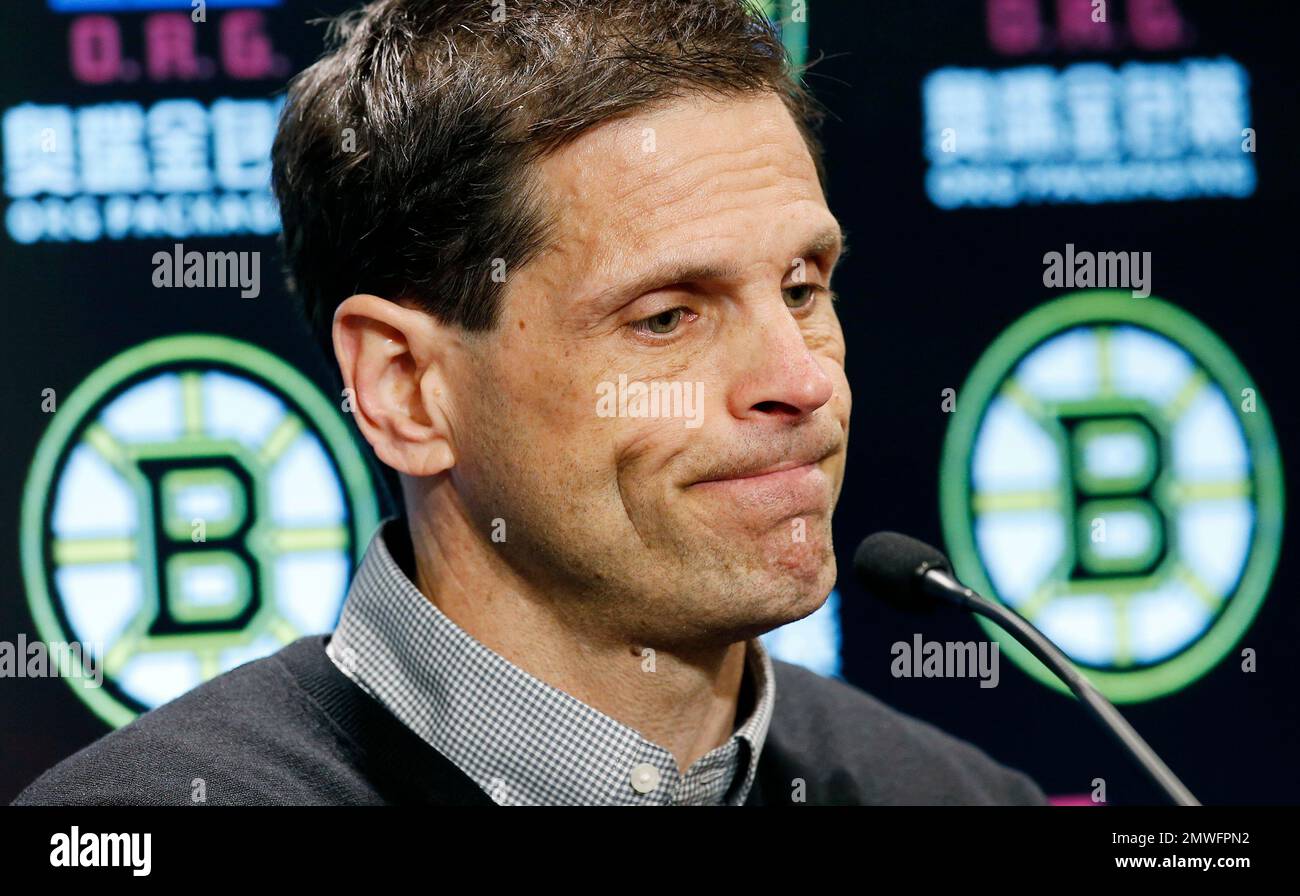 Boston Bruins general manager Don Sweeney pauses during a news ...