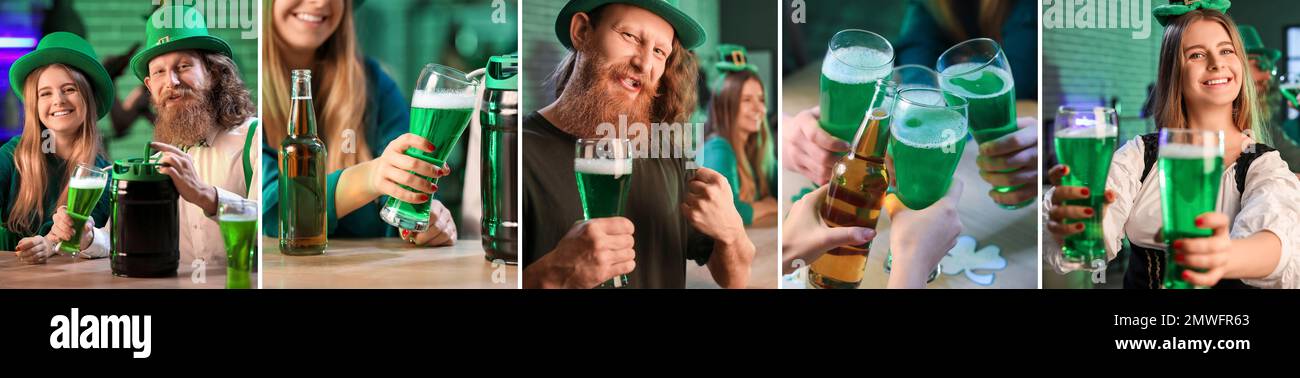 Festive collage for St. Patrick's Day celebration with different people ...