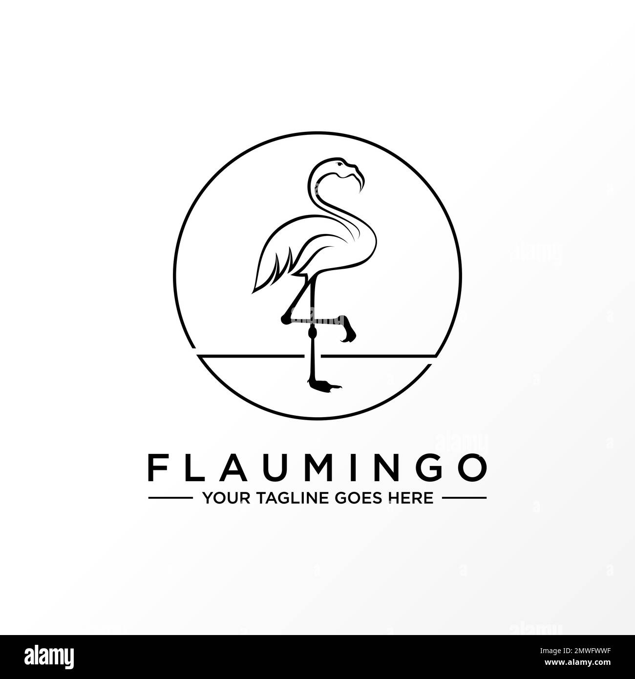 Simple and unique Flamingo in emblem line circle image graphic icon logo classic design abstract ...
