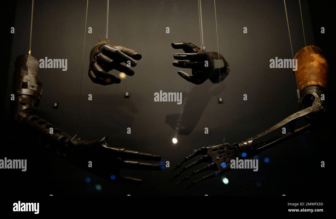 Prosthetic hands and arms from 1500-1700 on display, during a press ...