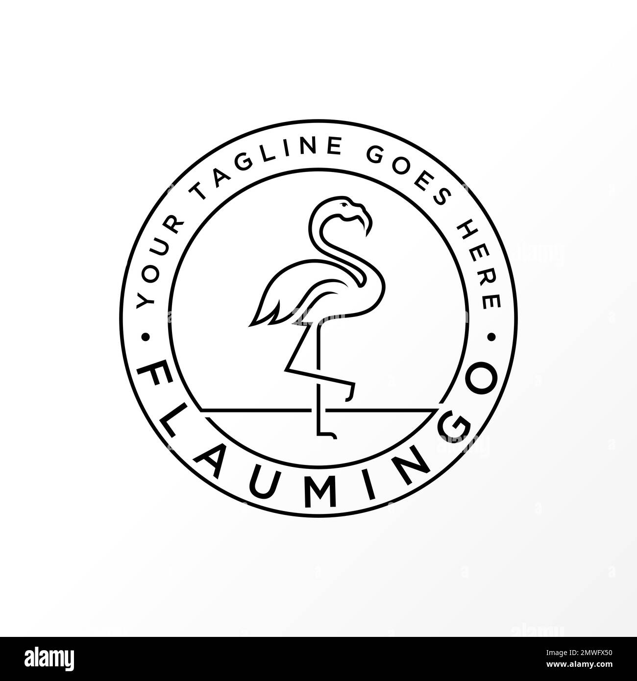 Simple and unique Flamingo in emblem line circle image graphic icon logo classic design abstract ...