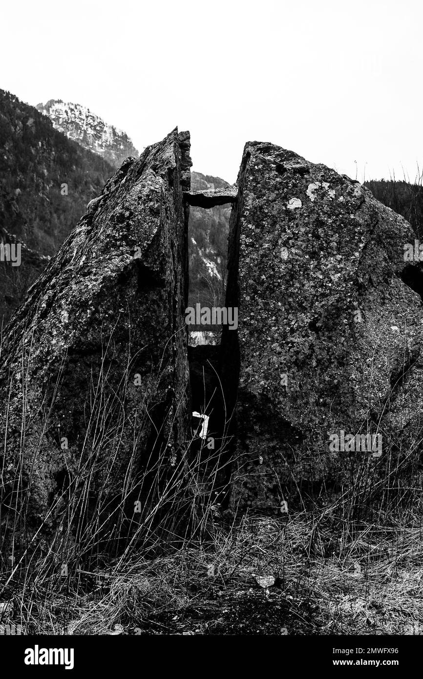 Broken stone Black and White Stock Photos & Images - Alamy
