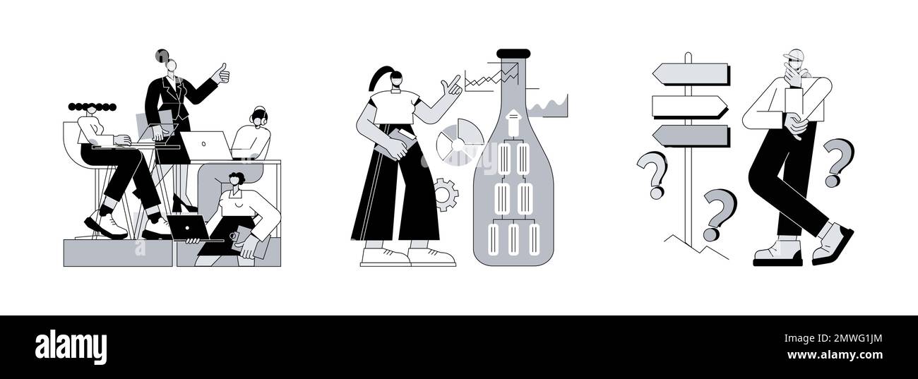 Management system abstract concept vector illustration set. Business ...